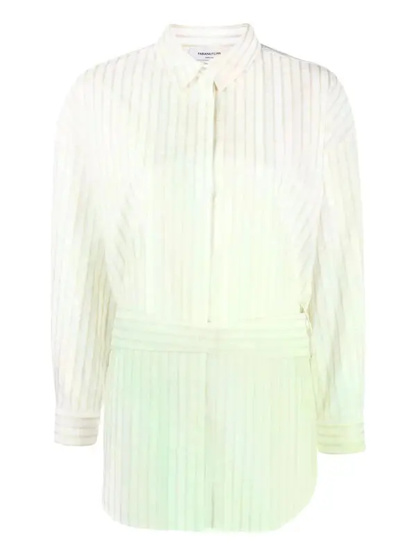 Fabiana Filippi Stripe-print Tied-waist Shirt - White