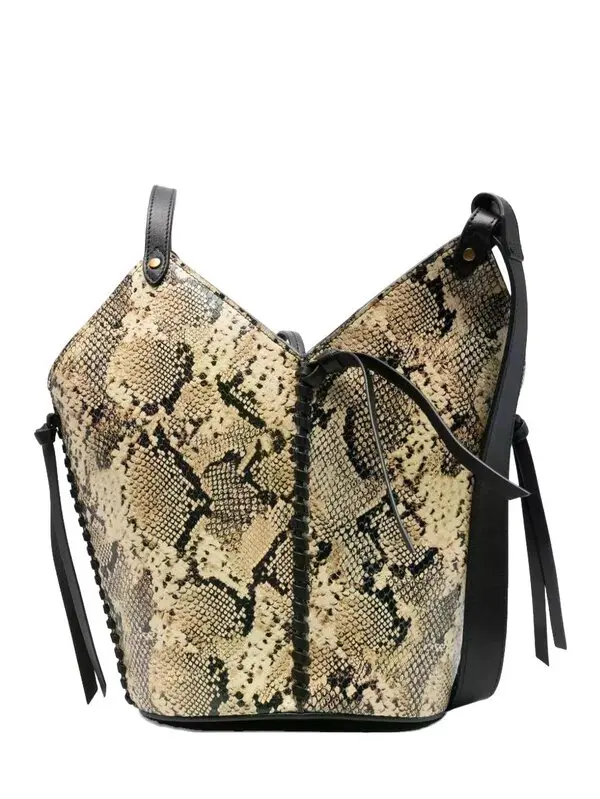 Isabel Marant Snakeskin-print Drawstring Tote Bag - Black