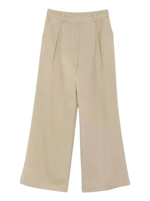 Patrizia Pepe Pleated Wide-leg Trousers - Neutrals