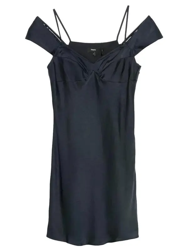 Theory Off-shoulder Draped Mini Dress - Blue