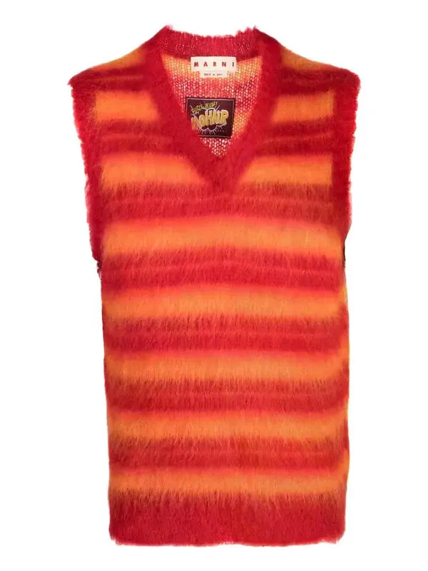 Marni Brushed Mohair-blend Striped Vest - Red