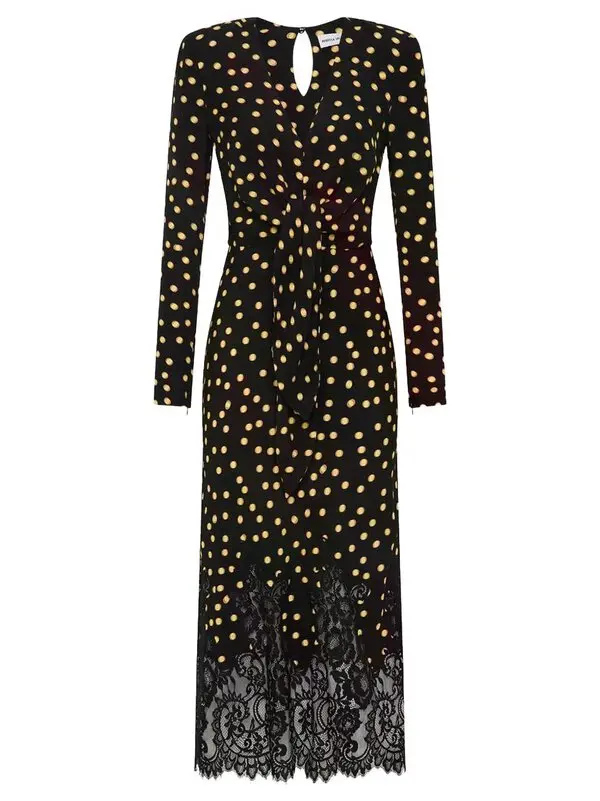 Rebecca Vallance Millie Polka-dot Lace-trimmed Midi Dress - Black