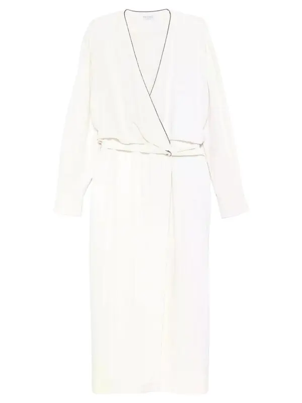 Brunello Cucinelli Embellished Wrap Dress - White