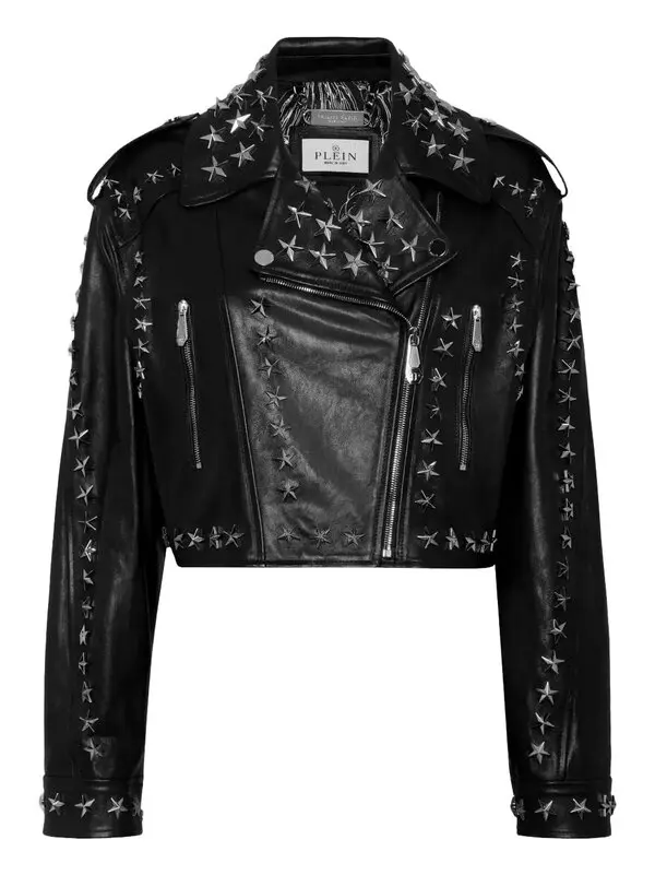 Philipp Plein Star Studded Biker Jacket - Black