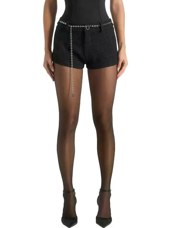 Manière De Voir Elina Chain-belt Tweed Mini Shorts - Black