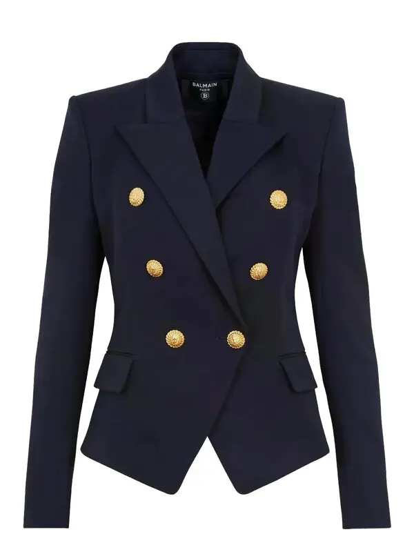 Balmain Double-breasted Wool Jacket - Blue