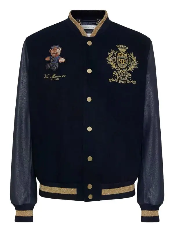 Philipp Plein Embroidered Bear Jacket - Blue