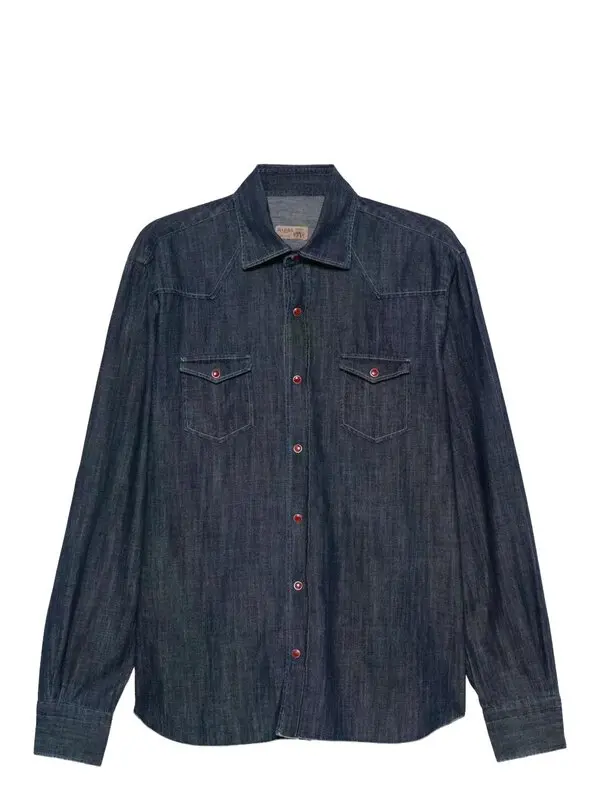 BARBA NAPOLI Chest-pocket Denim Shirt - Blue