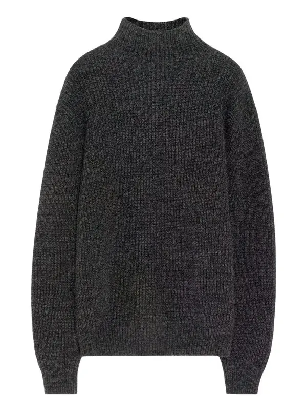 LEMAIRE High-neck Ribbed Knit Sweater - Black