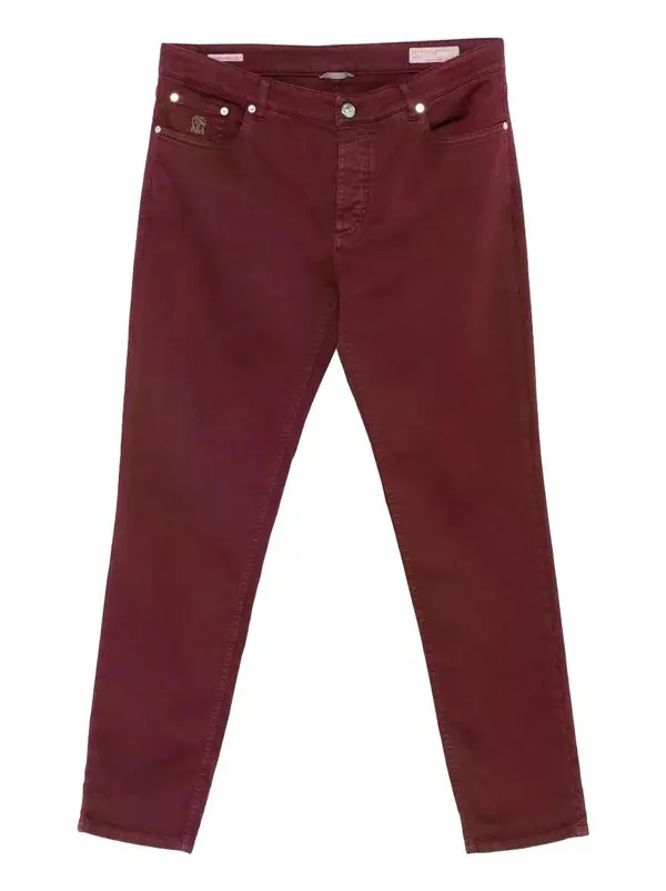 Brunello Cucinelli Embroidered Logo Jeans - Red