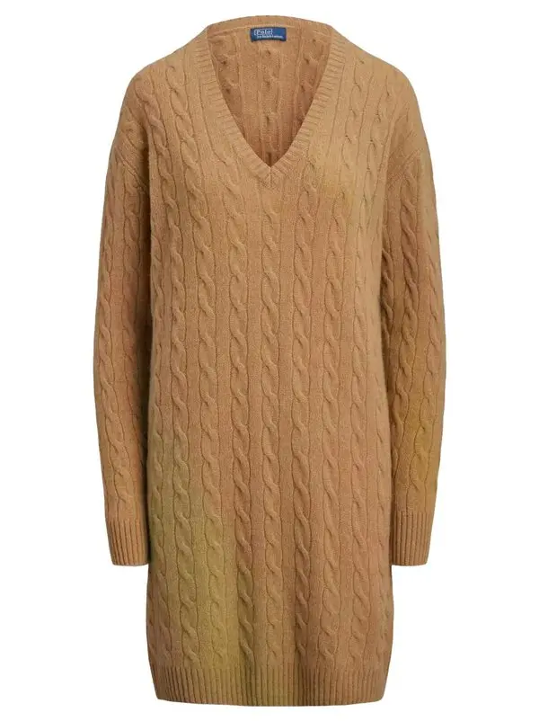 Ralph Lauren Cable-knit V-neck Dress - Brown