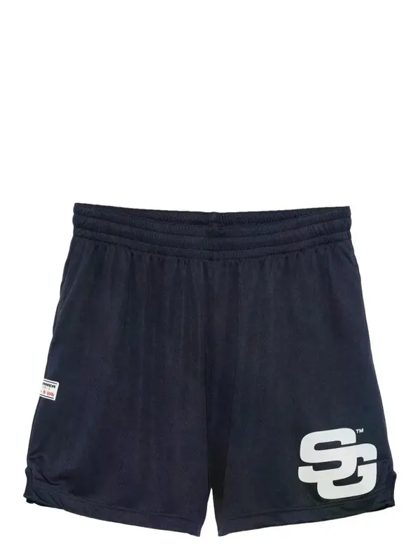 SUMMER GAMES Logo-print Mesh Shorts - Blue