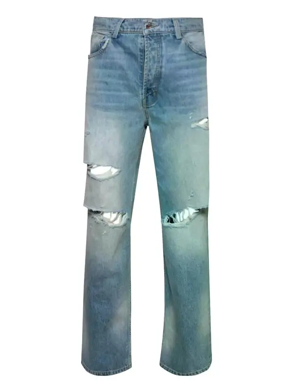 NAHMIAS Ripped Stonewashed Jeans - Blue