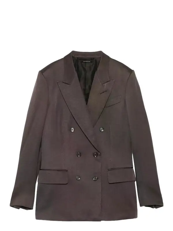 TOM FORD Double-breasted Silk-blend Jacket - Brown