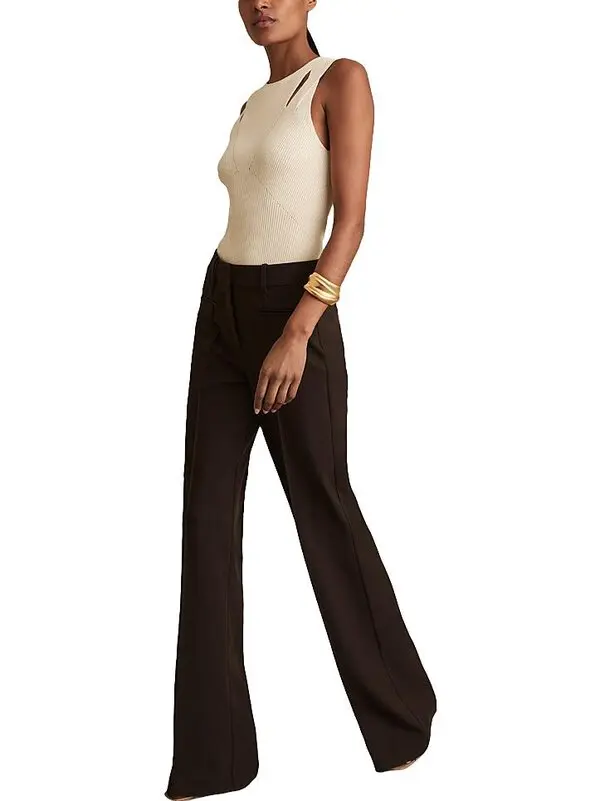 REISS Claude Flared Pants - Chocolate