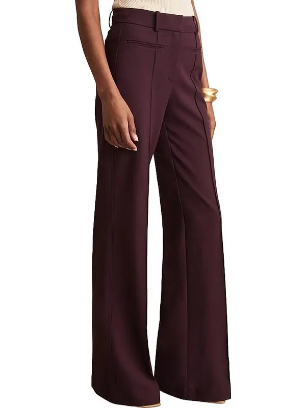 REISS Petites Claude Flared Pants - Burgundy
