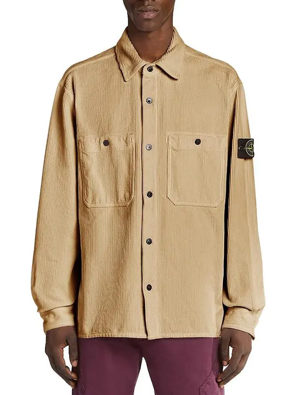 Stone Island Corduroy Snap Front Shirt - Desert Sand