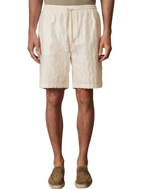 REISS Wave Texture Drawstring 8.3" Shorts - Off White