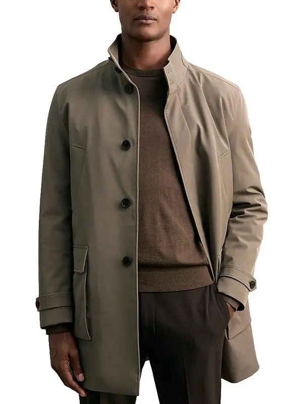 REISS Hybrid Overcoat With Removable Interior - Mushroom Brown