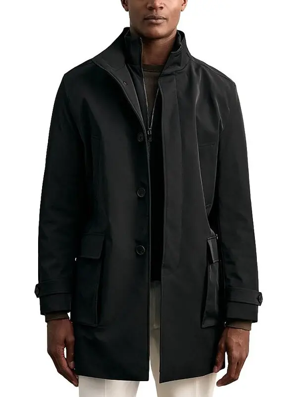 REISS Hybrid Overcoat With Removable Interior - Black