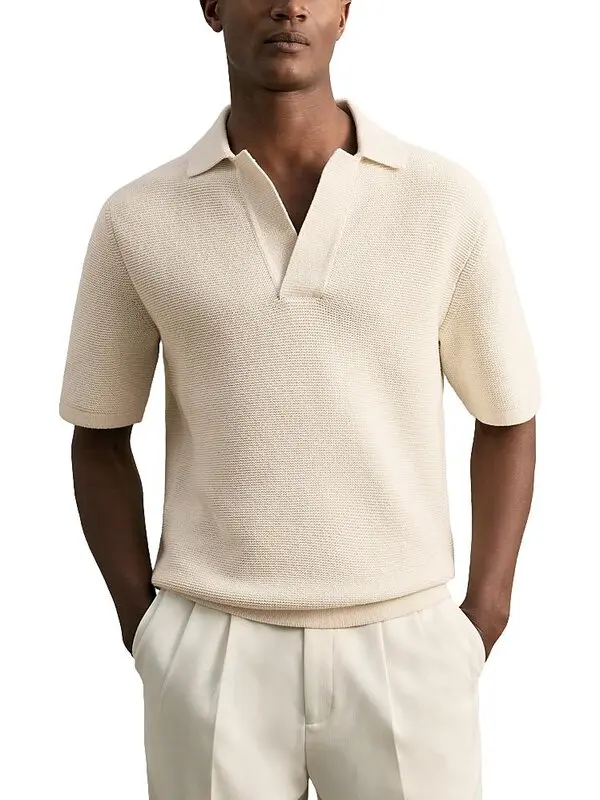 REISS Langton Short Sleeve Polo Sweater - Off White