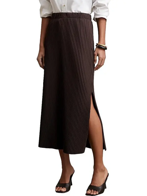 REISS Pippa Pleated Midi Skirt - Burgundy