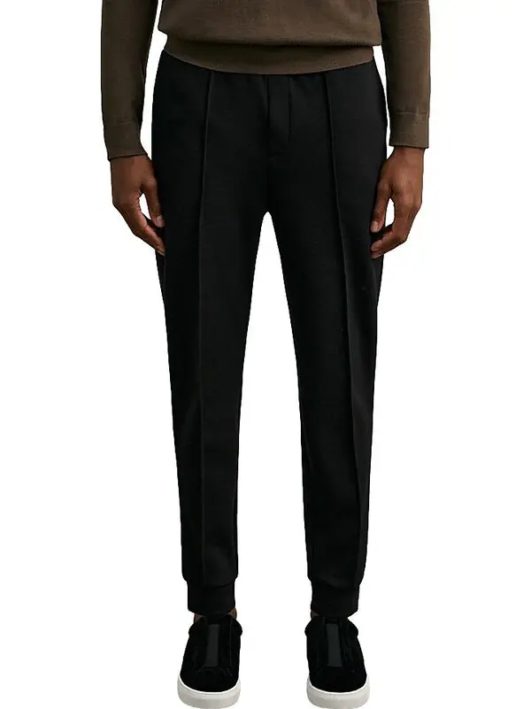REISS Premier Interlock Drawstring Jogger Pants - Black