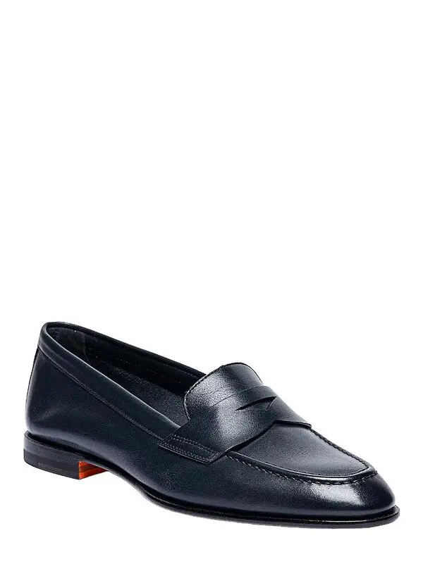 Santoni Leather Penny Loafer - Blue