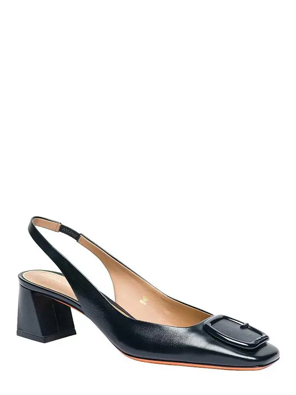 Santoni Leather Mid-heel Slingback - Blue