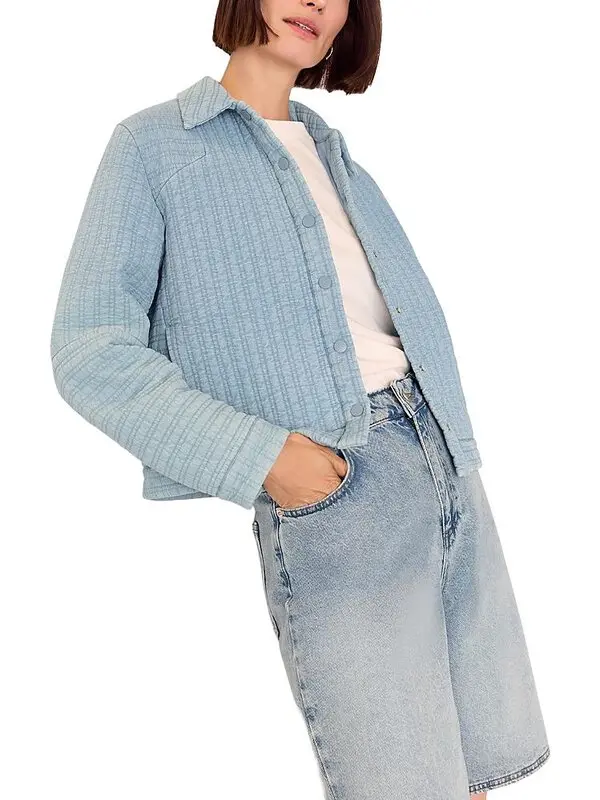 Whistles Quilted Chambray Jacket - Pale Blue