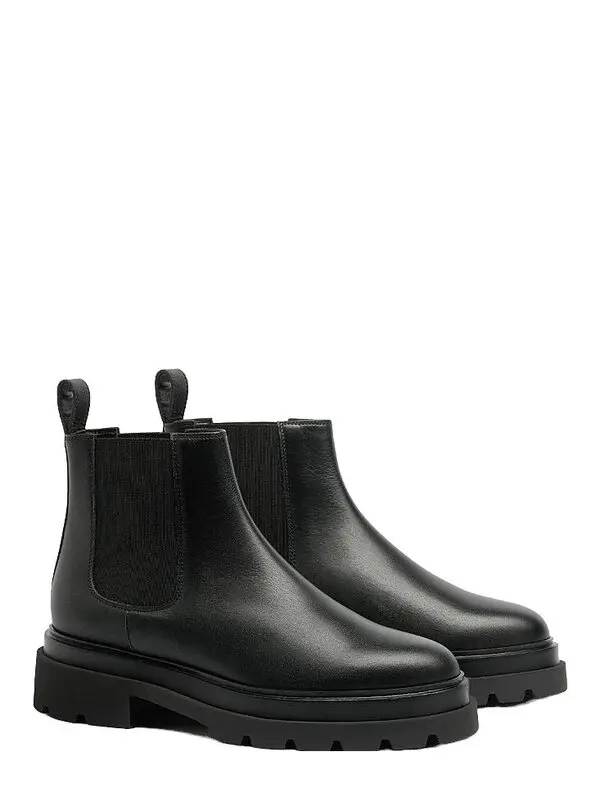 Santoni Leather Chelsea Boot - Black