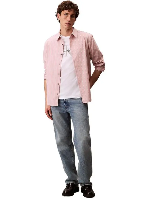 Calvin Klein Stripe Oxford Classic Button-down Shirt - Sunset Rose