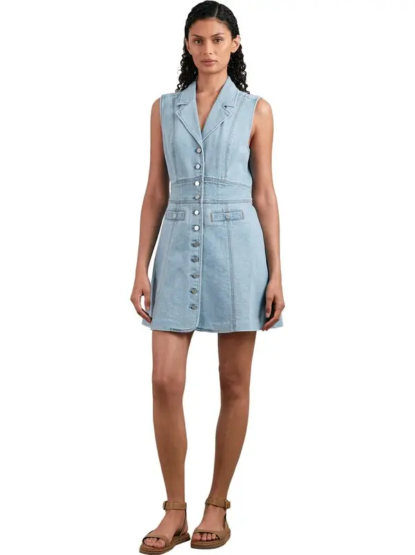 Paige Denim Button-through Mini Dress - Jocelyn Blue