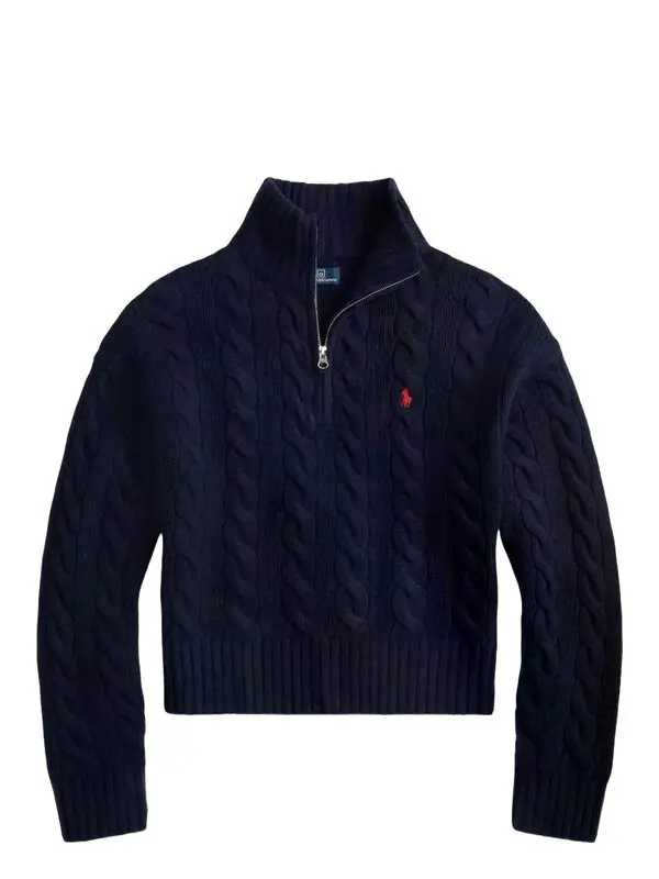 Polo Ralph Lauren Cable-knit Quarter-zip Sweater - Blue