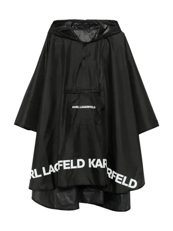 Karl Lagerfeld Logo-print Hooded Poncho - Black