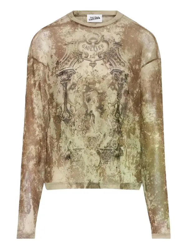 Jean Paul Gaultier Medallion Print Long-sleeved T-shirt - Neutrals