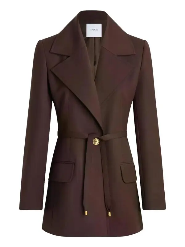 Patou Belted Single-breasted Jacket - Brown