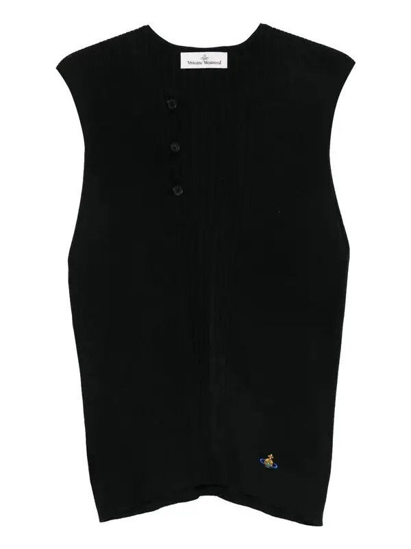 VIVIENNE WESTWOOD Tegan Ribbed Button-placket Vest - N401 Black