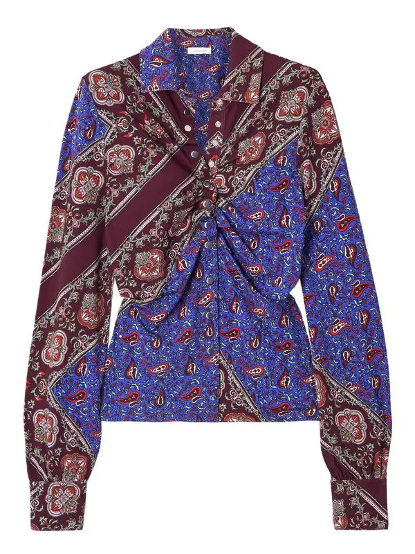 Rabanne Ruched Paisley-print Jersey Shirt - Multi