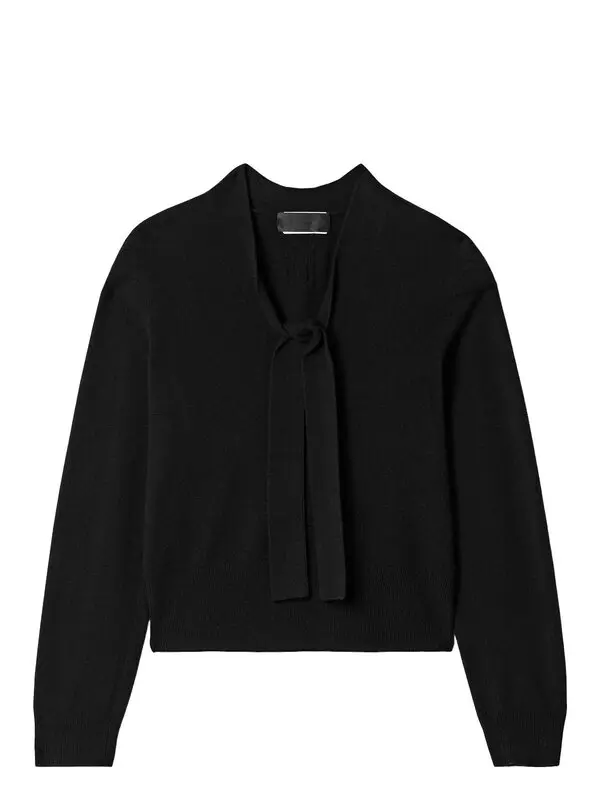 NILI LOTAN Genesis Pussy-bow Cashmere Sweater - Black