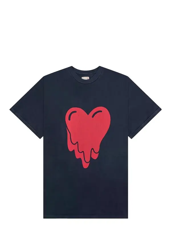 EMOTIONALLY UNAVAILABLE Melting-heart Logo T-shirt - Blue