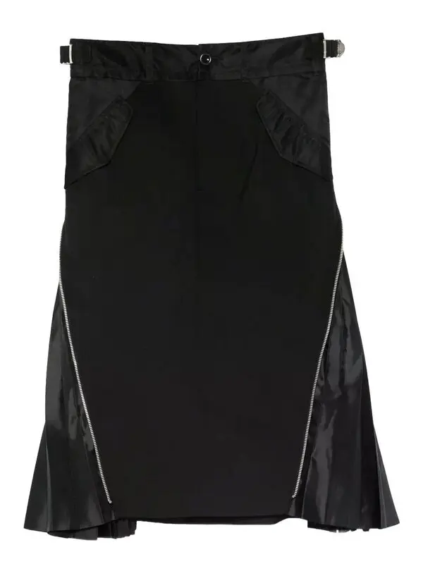 Sacai Zip-detail Pleated Skirt - Black