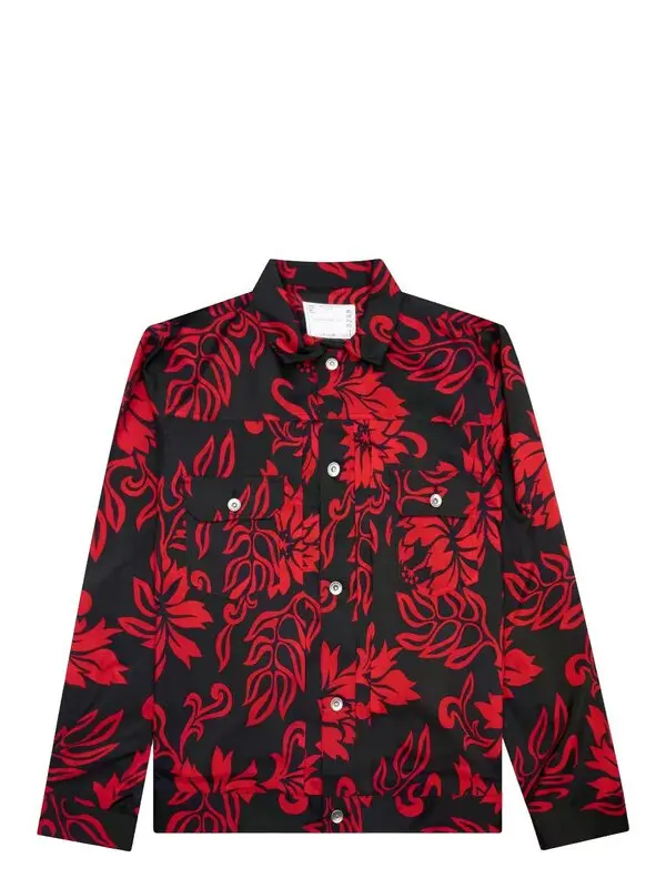 Sacai Leaf-print Shirt Jacket - Black