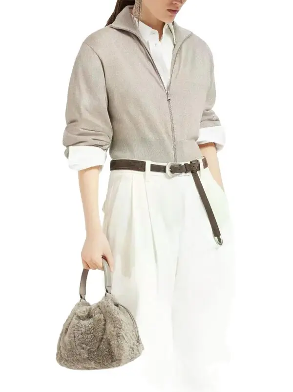 Brunello Cucinelli Shearling Tote Bag - Neutrals