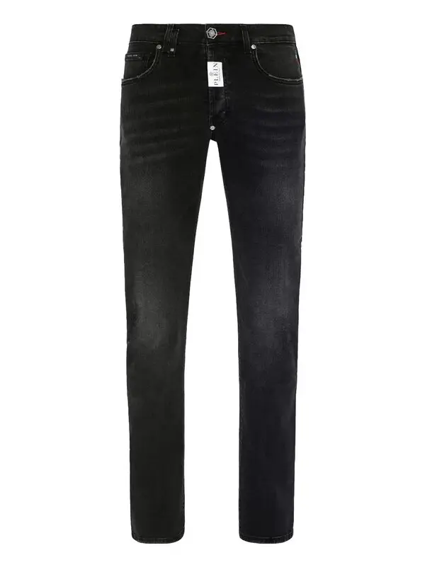 Philipp Plein Supreme Logo-plaque Slim-cut Jeans - Black