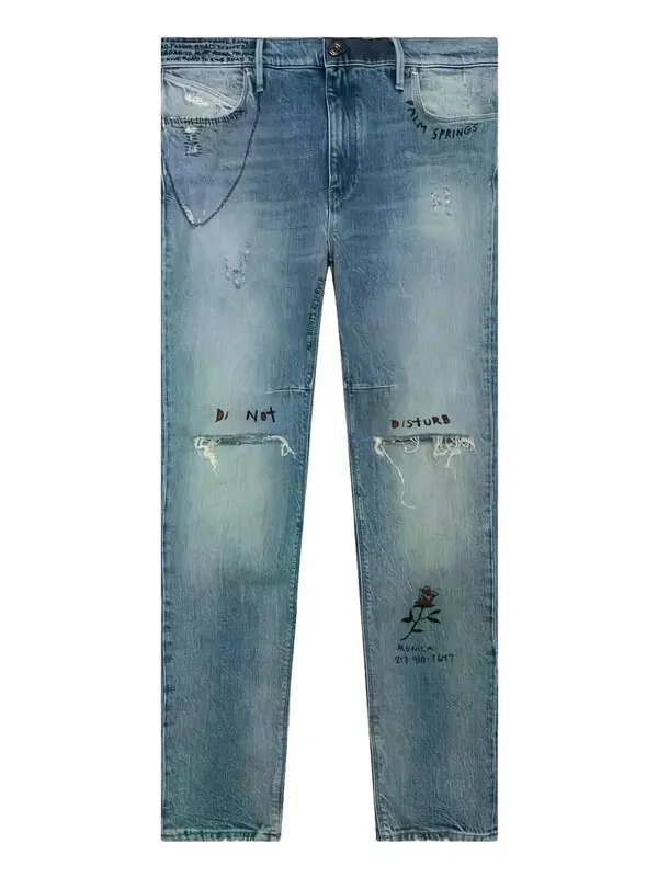 RtA Graphic-detail Distressed Jeans - Blue