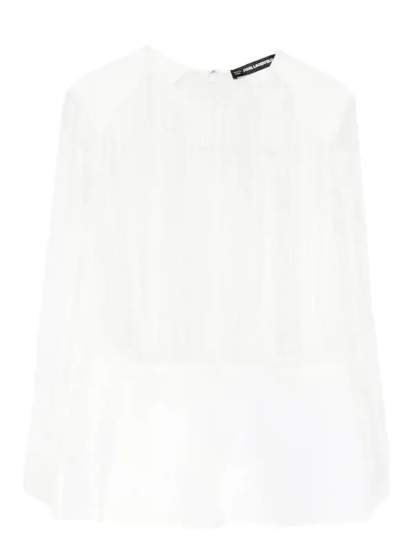 Karl Lagerfeld Pleated Long-sleeve Top - White