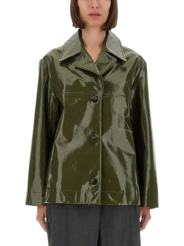 Paul Smith Shiny Leather Regular Fit Jacket - Green