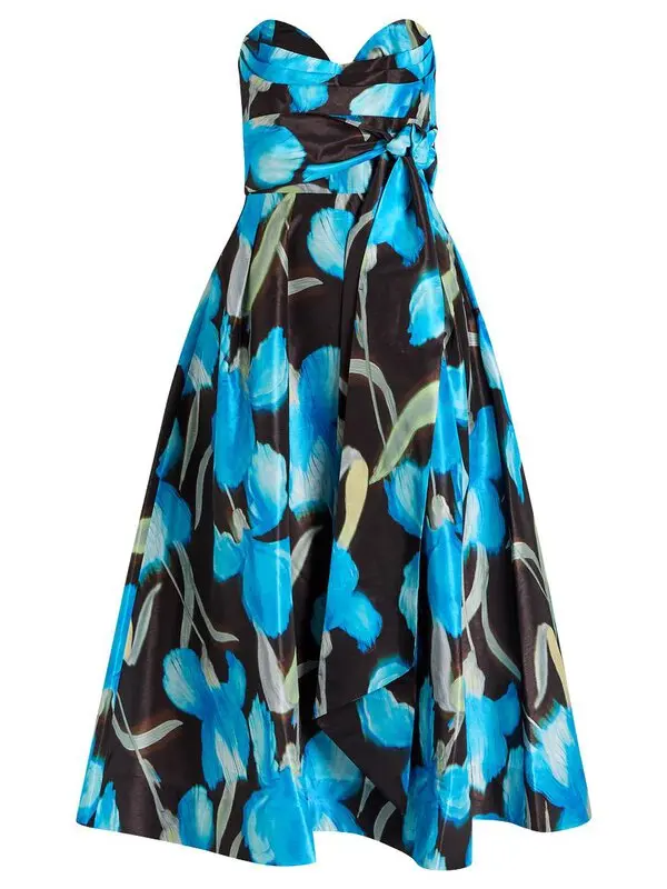 Rebecca Vallance Ingrid Floral-print Moiré Midi Dress - Black