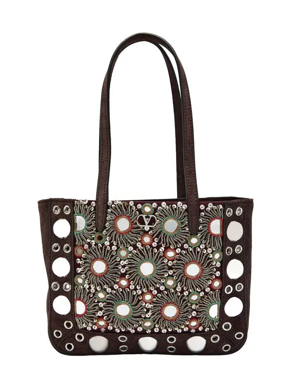Valentino Garavani Nellcôte Mirror Mini Tote Bag - Chocolate